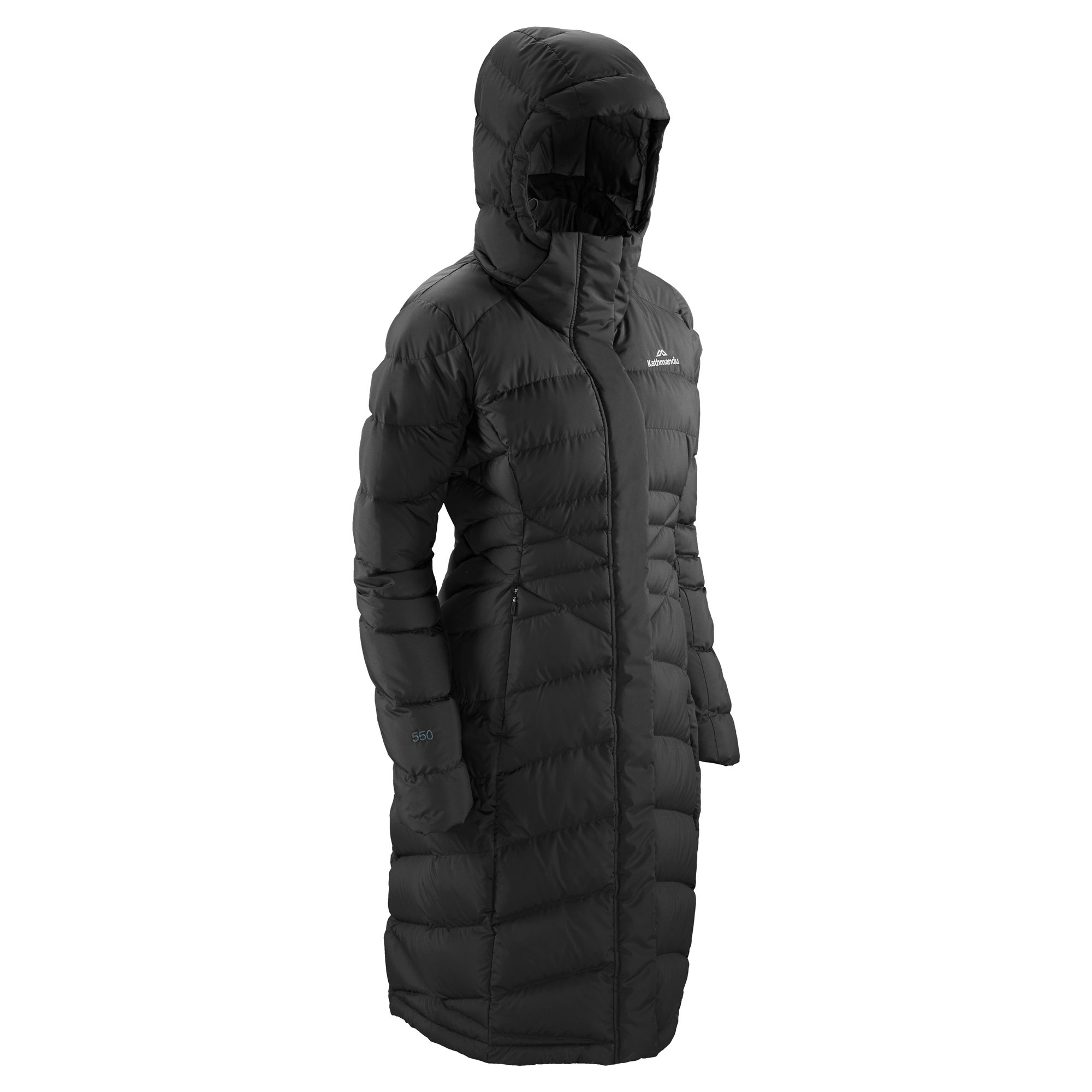 Womens Duck Down Longline Jacket Black Cherry